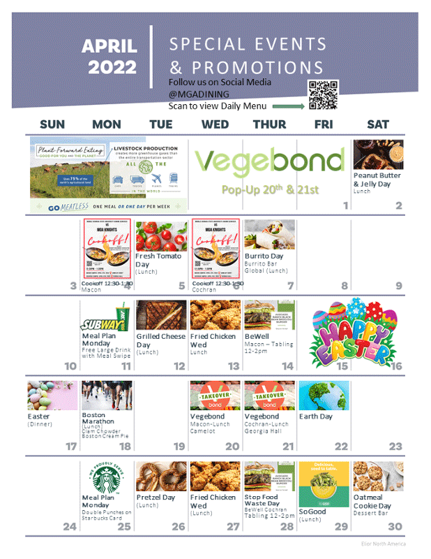 Dining Services April Special Events