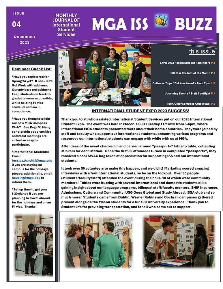 International Student Services BUZZ Newsletter, Dec. 2023 Issue
