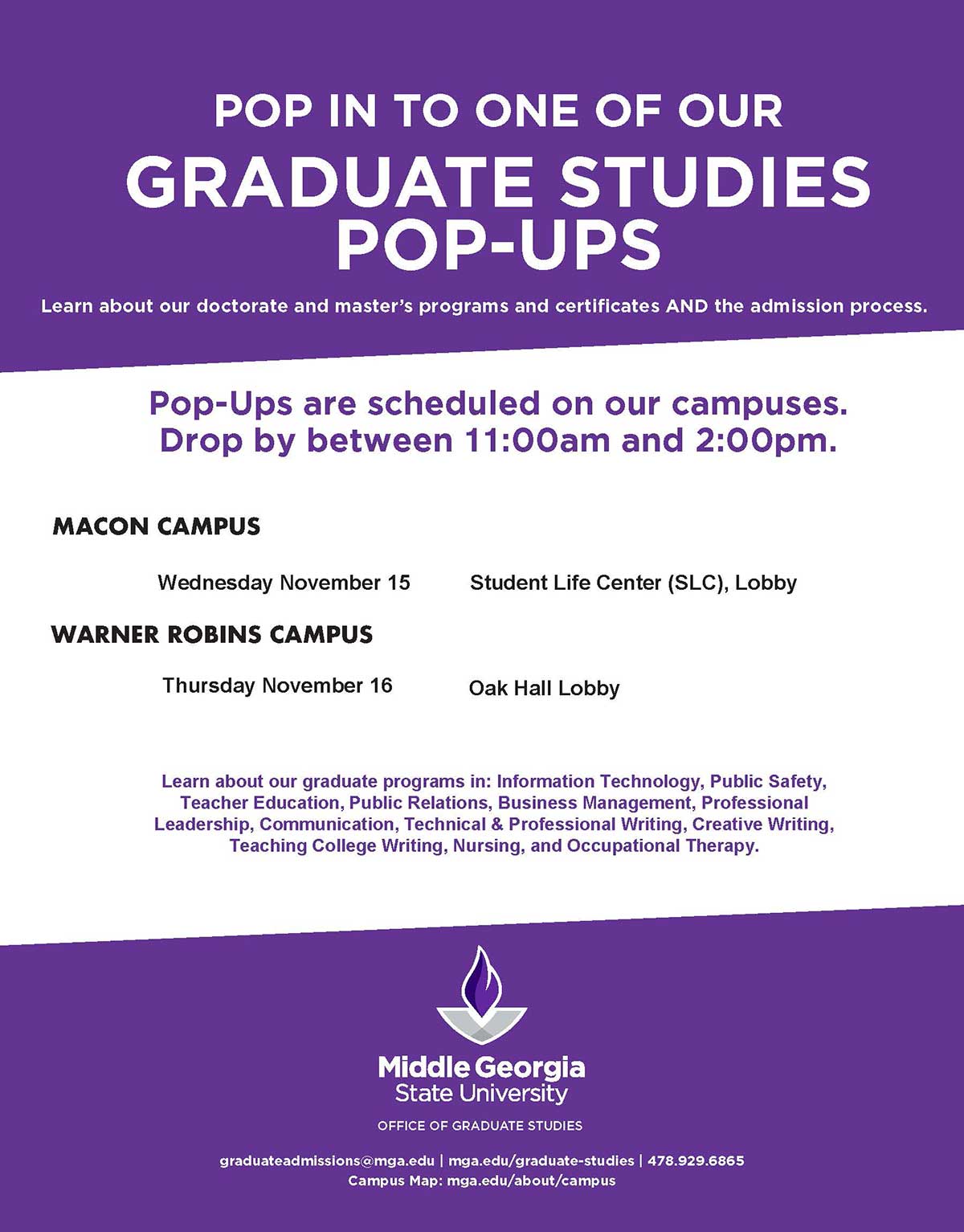 Graduate Studies Pop-Ups – November 15 & 16