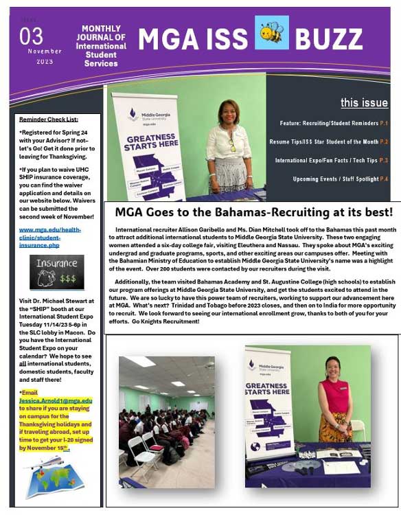 International Student Services BUZZ Newsletter, Nov. 2023 Issue