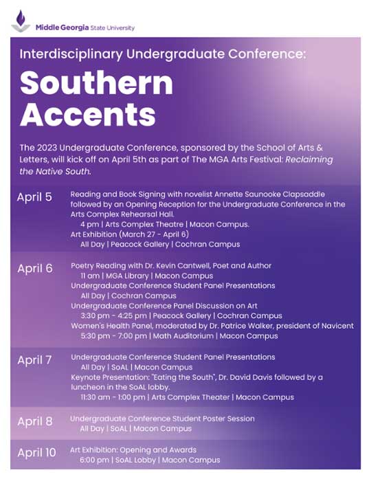 Interdisciplinary Undergraduate Conference: Southern Accents - April 5-10