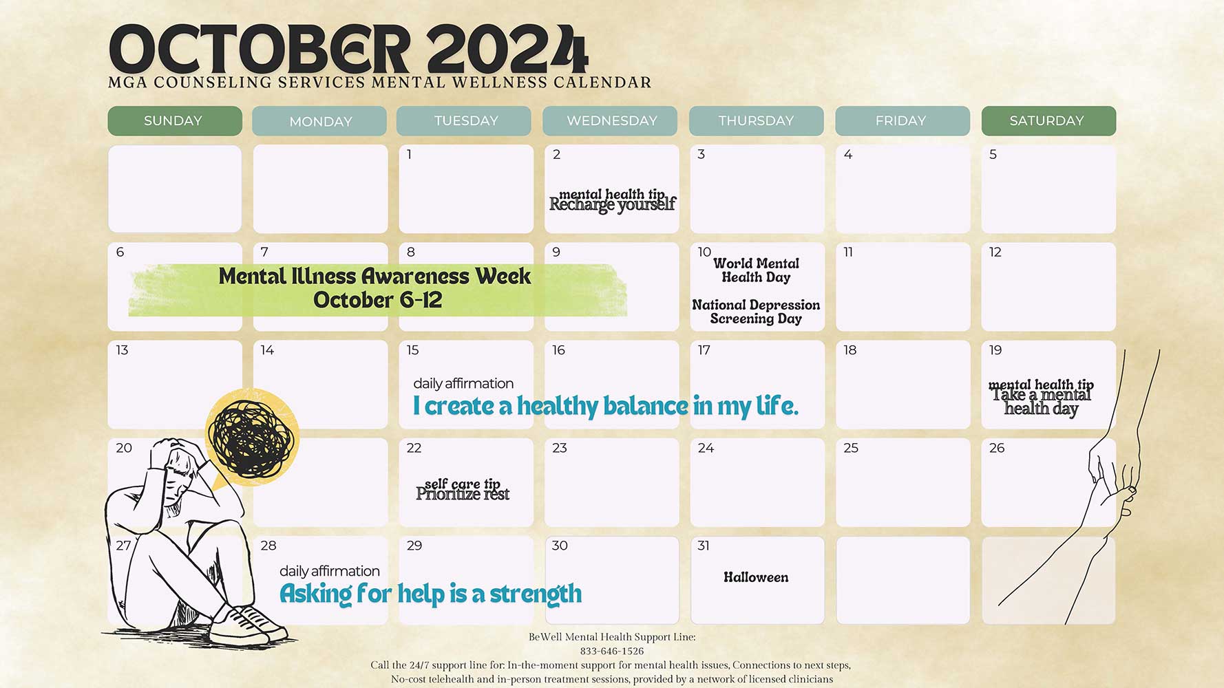 From Counseling & Accessibility Services: October Wellness Calendar