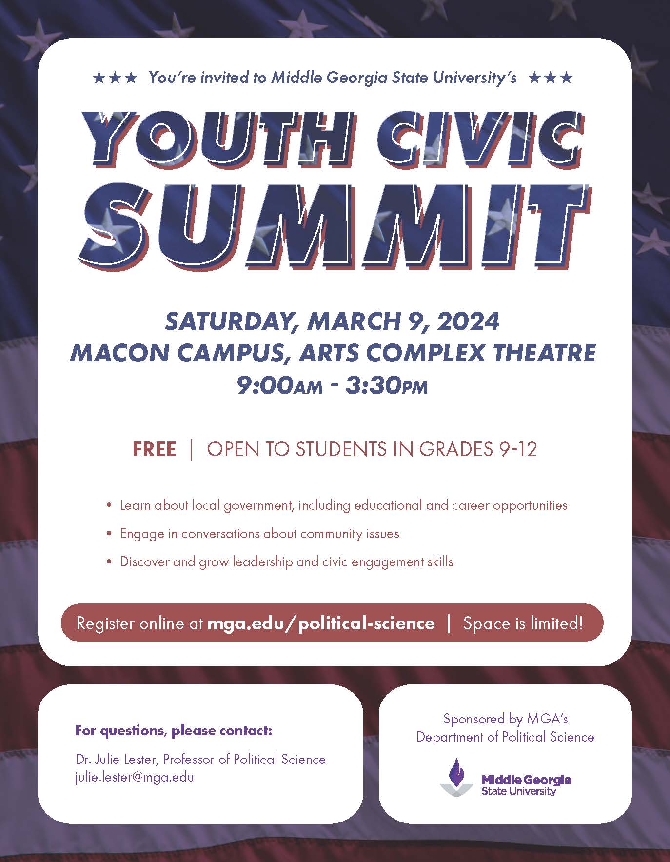 MGA Political Science Department to Host Youth Civic Summit - March 9