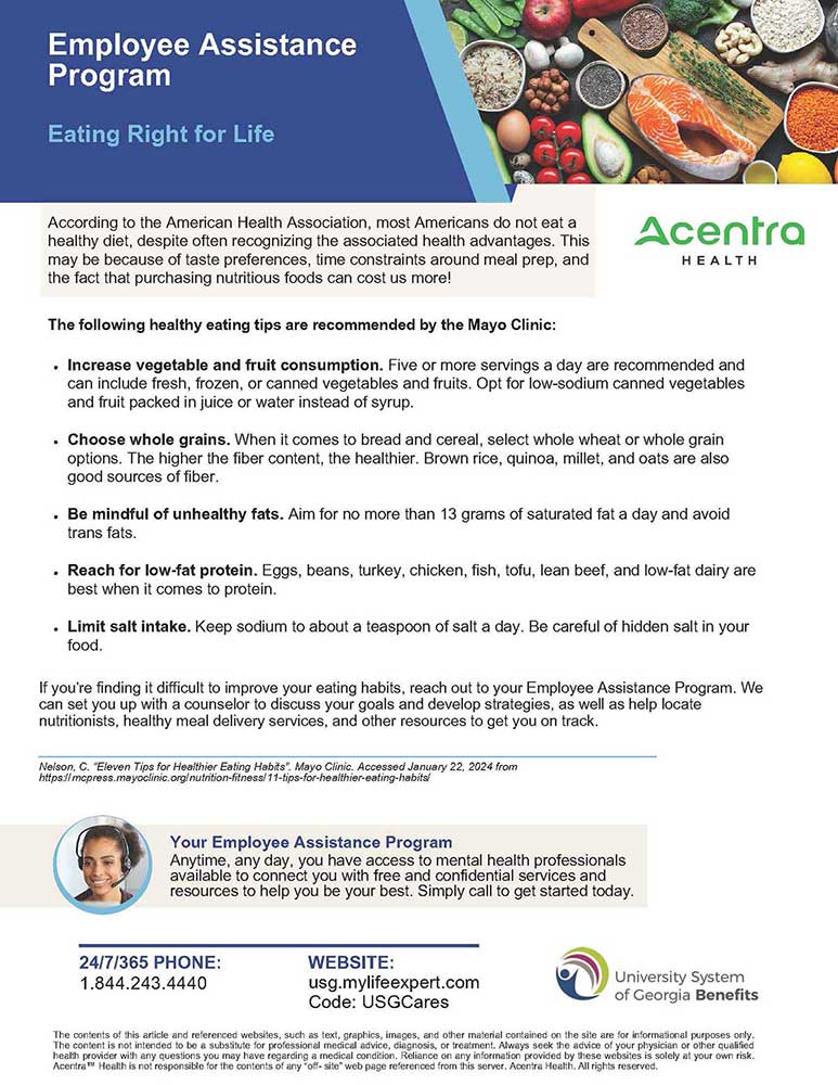 Employee Assistance Program: Eating Right for Life