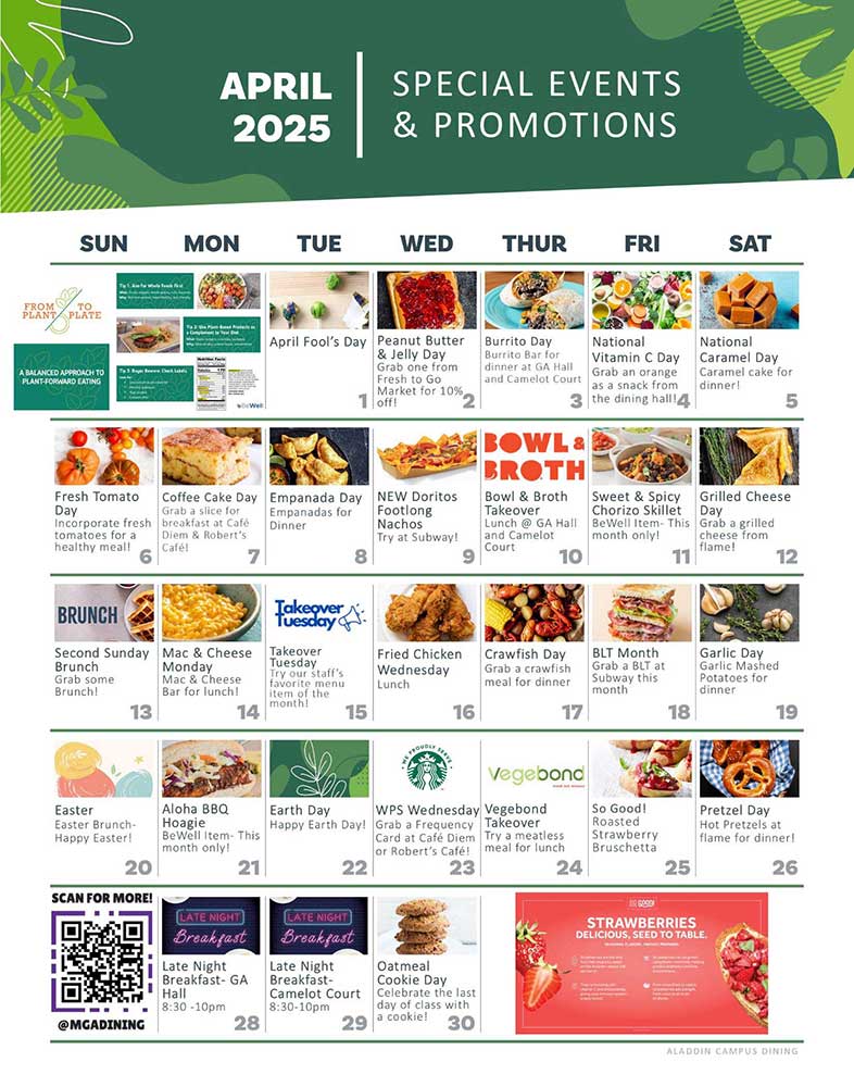 MGA Dining: April Special Events