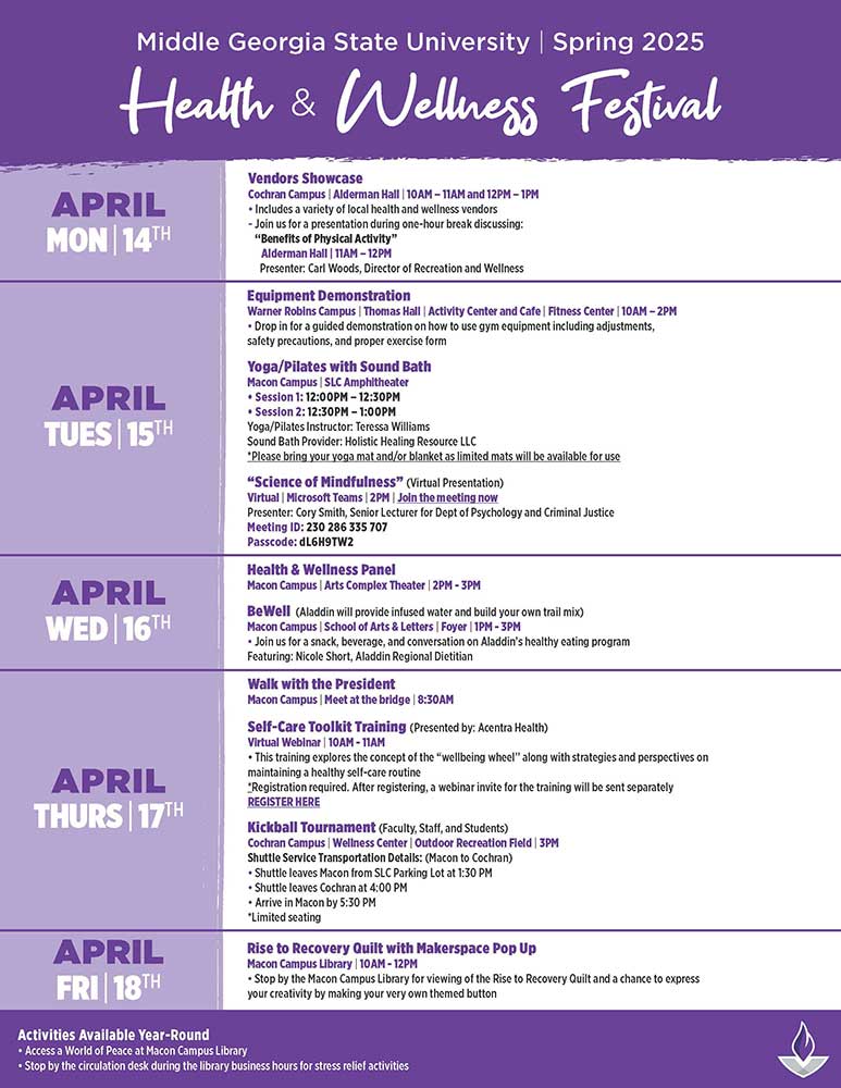 Spring 2025 Health & Wellness Festival - April 14-18